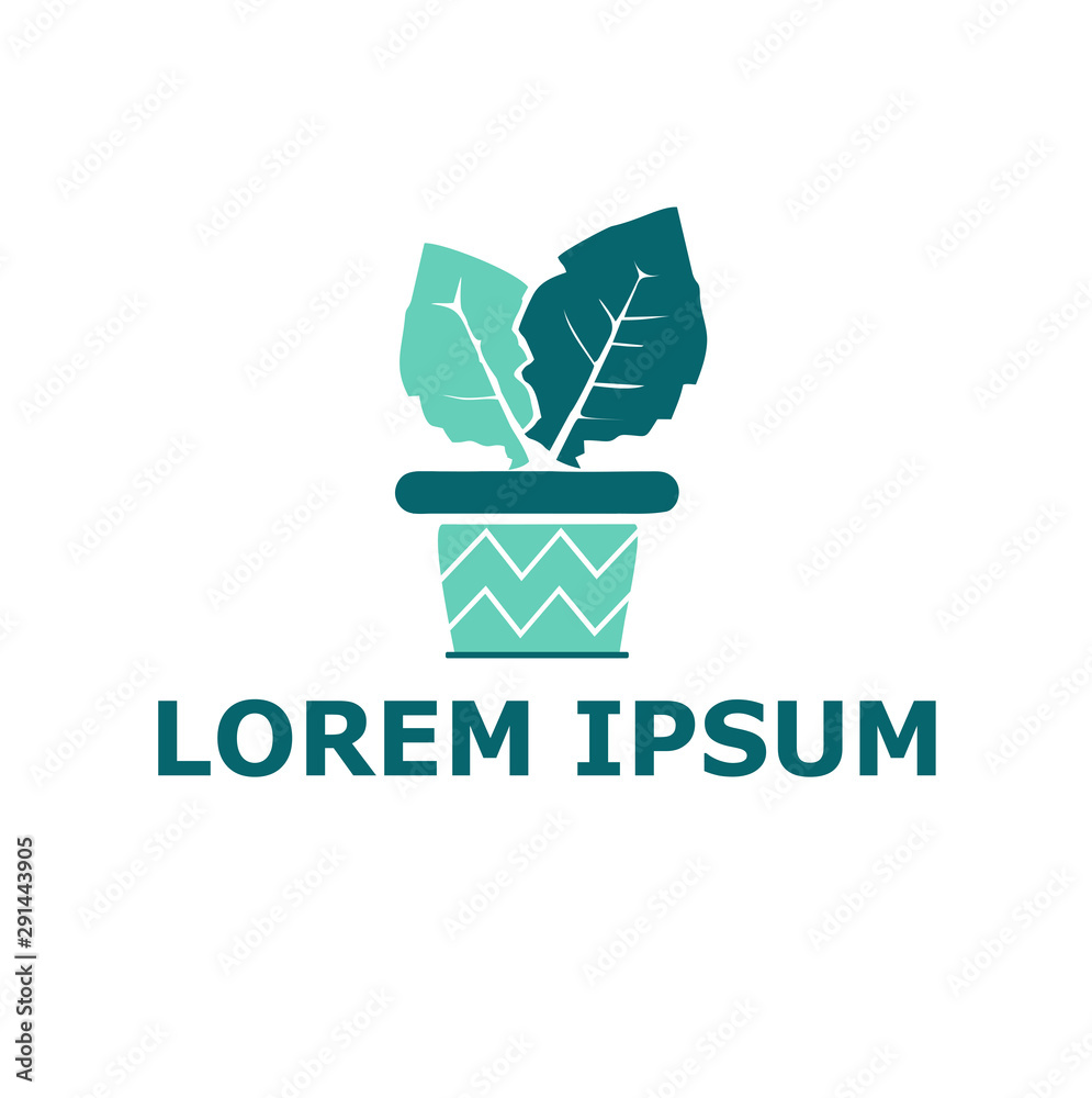 pott with plant and hand logo vetor Stock Vector | Adobe Stock
