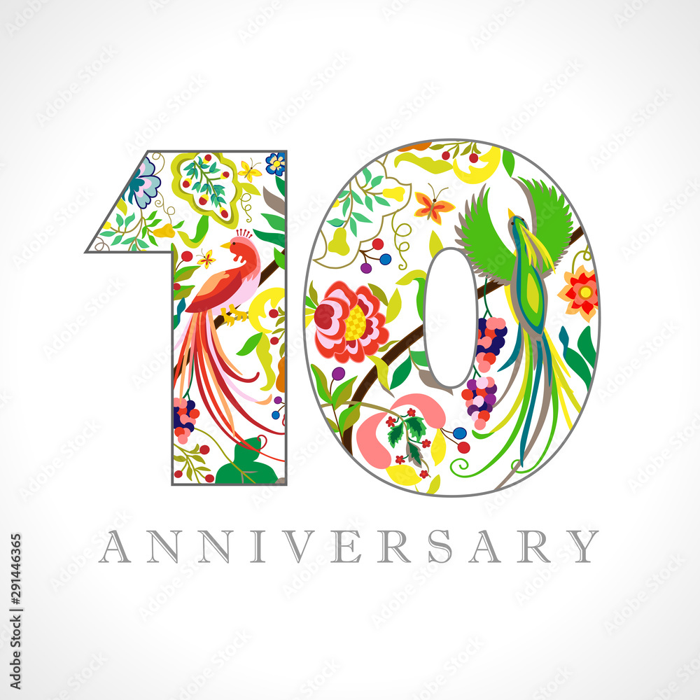 10 years old logotype. 10 th anniversary numbers. Decorative symbol ...