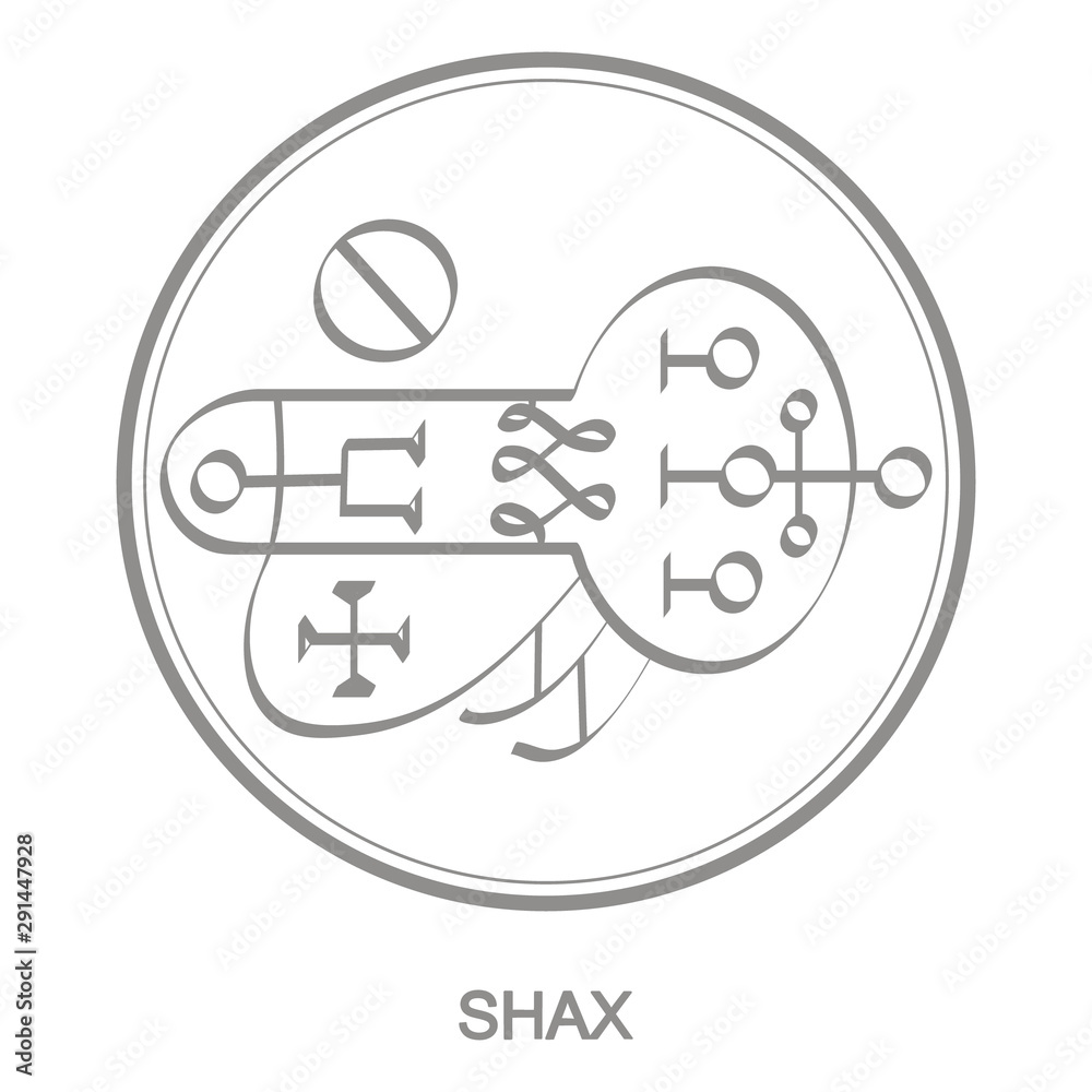 Vector icon with symbol of demon Shax. Sigil of Demon Shax Stock Vector ...