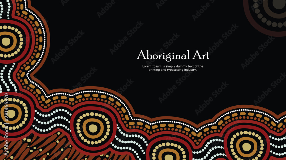 Aboriginal dot art vector banner with text. Stock Vector | Adobe Stock
