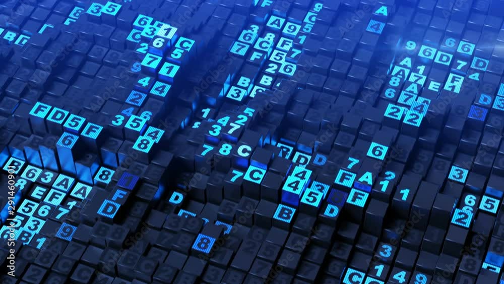 Blue digital HEX computer code Stock Video | Adobe Stock