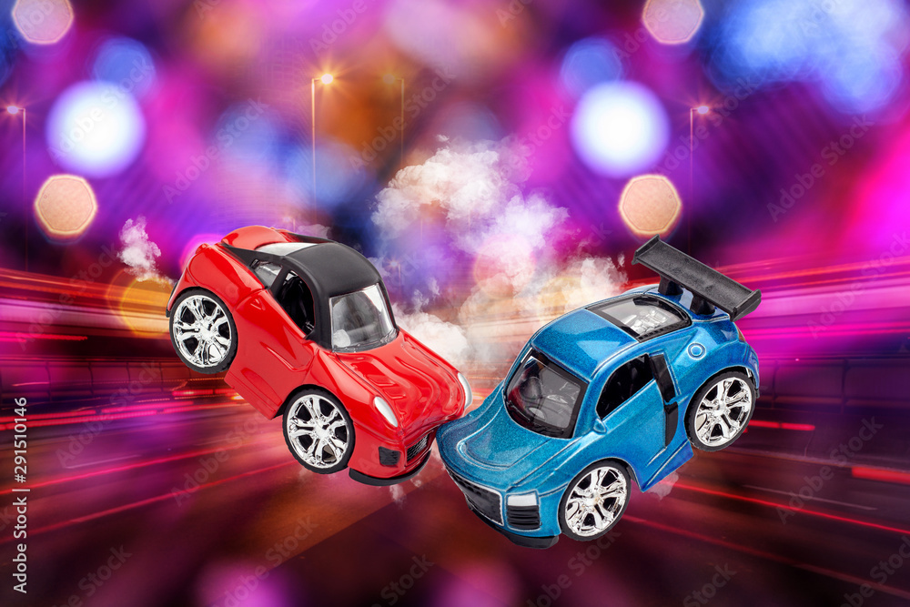 Concept of car accident isolated on white background with Clipping Path ...