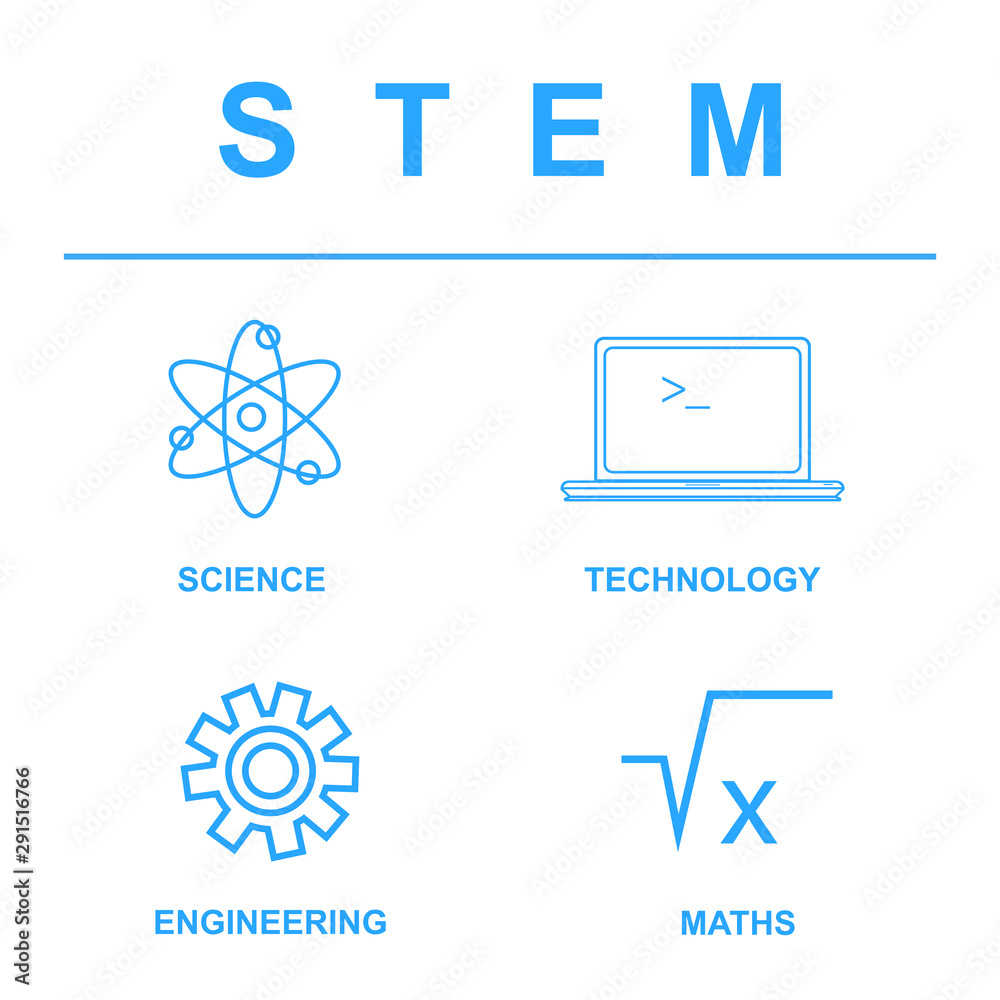 STEM icons on white background Stock Vector | Adobe Stock