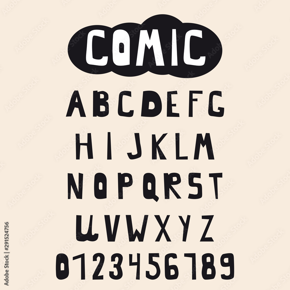Cartoon comic doodle font alphabet. Vector Stock Vector | Adobe Stock
