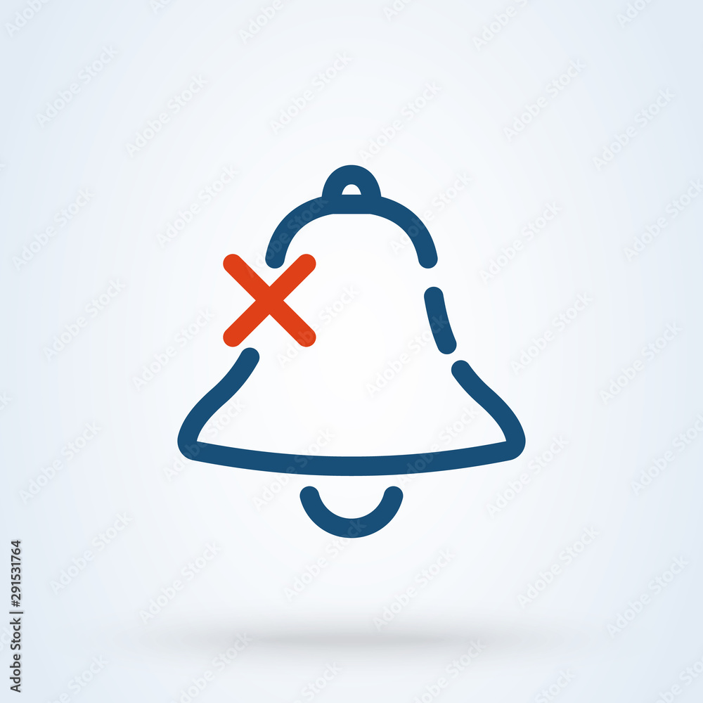 No Clock bell icon vector line art. Alarm and Prohibition sign Stock ...