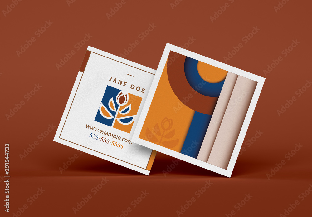 Square Business Card Layout with Geometric Elements Stock Template ...