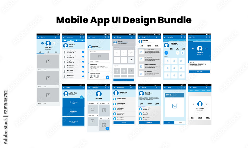 Mobile App UI Design Bundle Stock Vector | Adobe Stock