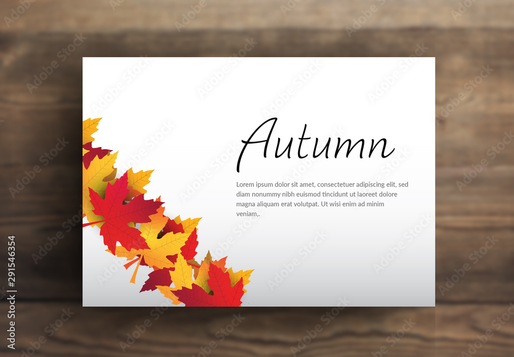 Card Layout with Autumn Leaf Illustrations Stock Template | Adobe Stock