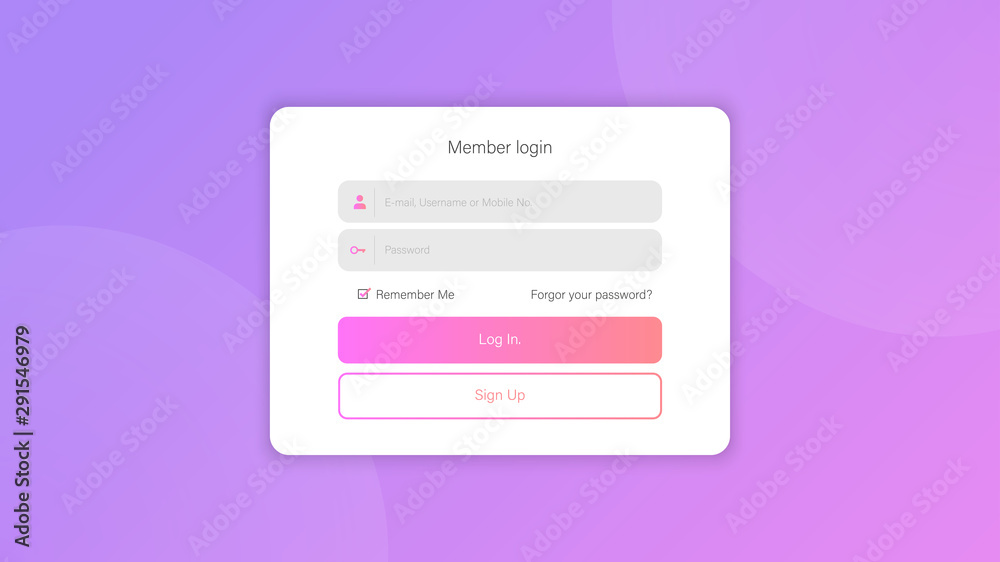 Web site login screen. Web design. Interface Elements Template. Stock ...