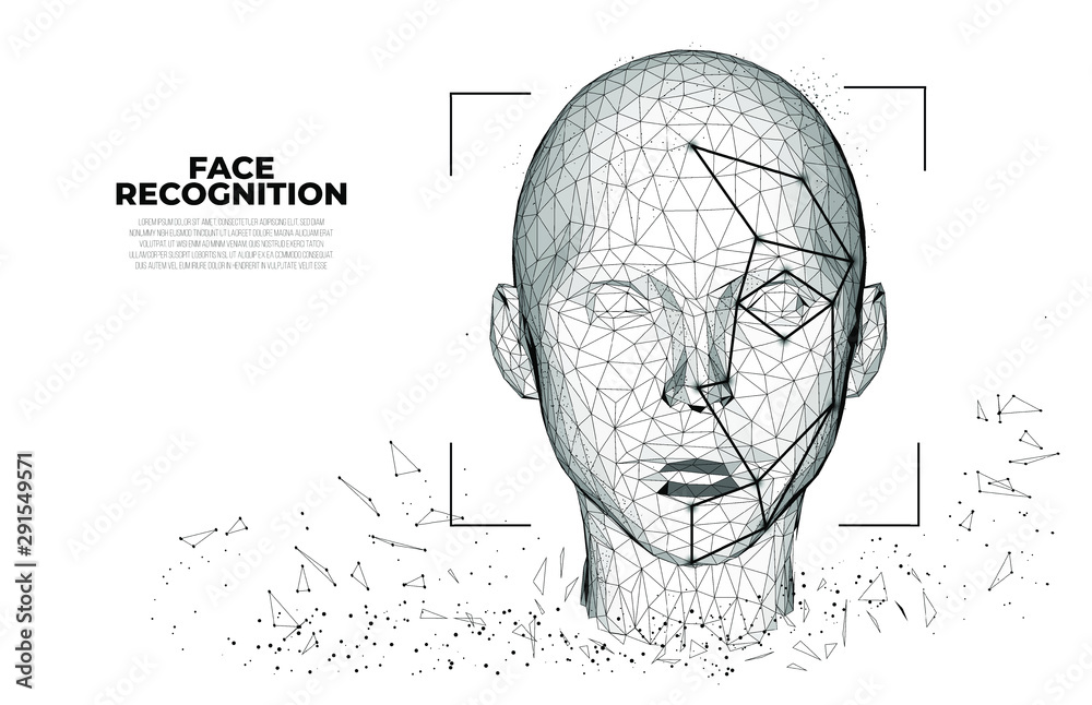 Vecteur Stock Face Recognition Facial Recognition System Concept Biometric Scanning 3d