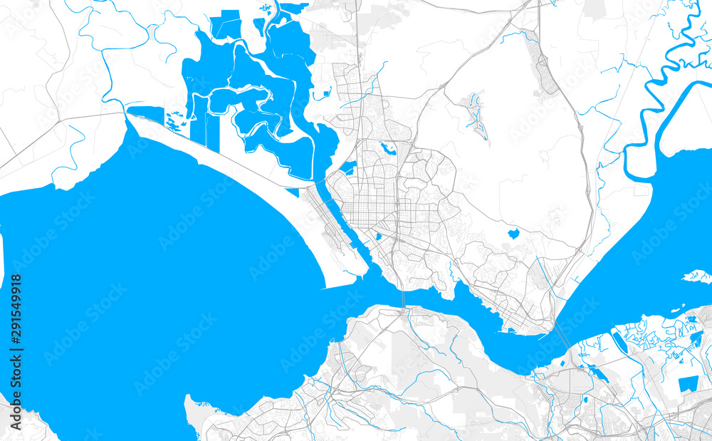 Rich detailed vector map of Vallejo, California, USA Stock Vector ...