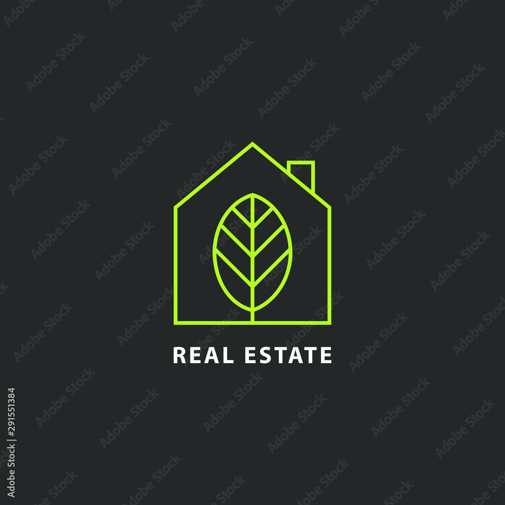 Green real estate logo isolated. House vector image Stock Vector ...