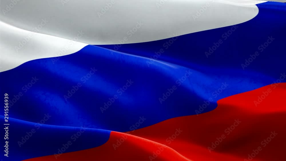 Russian flag with eagle emblem video waving in wind. Realistic Russian ...