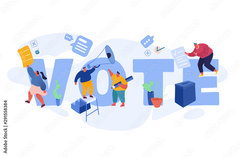 Vetor de Voting and Election concept template design. Pre-election ...