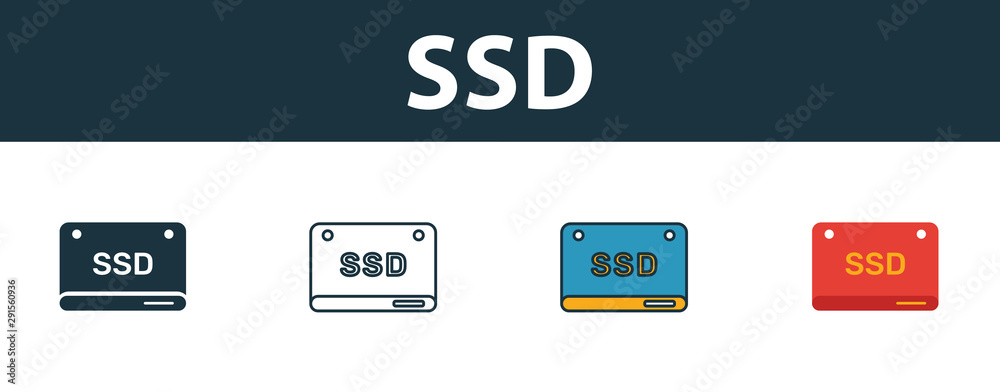 Ssd icon set. Four simple symbols in diferent styles from web hosting ...