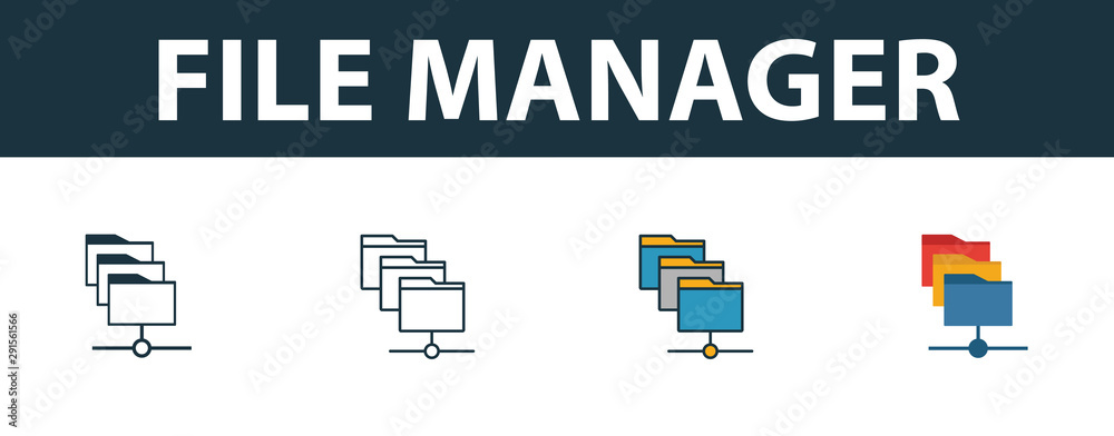 File Manager icon set. Four simple symbols in diferent styles from web ...