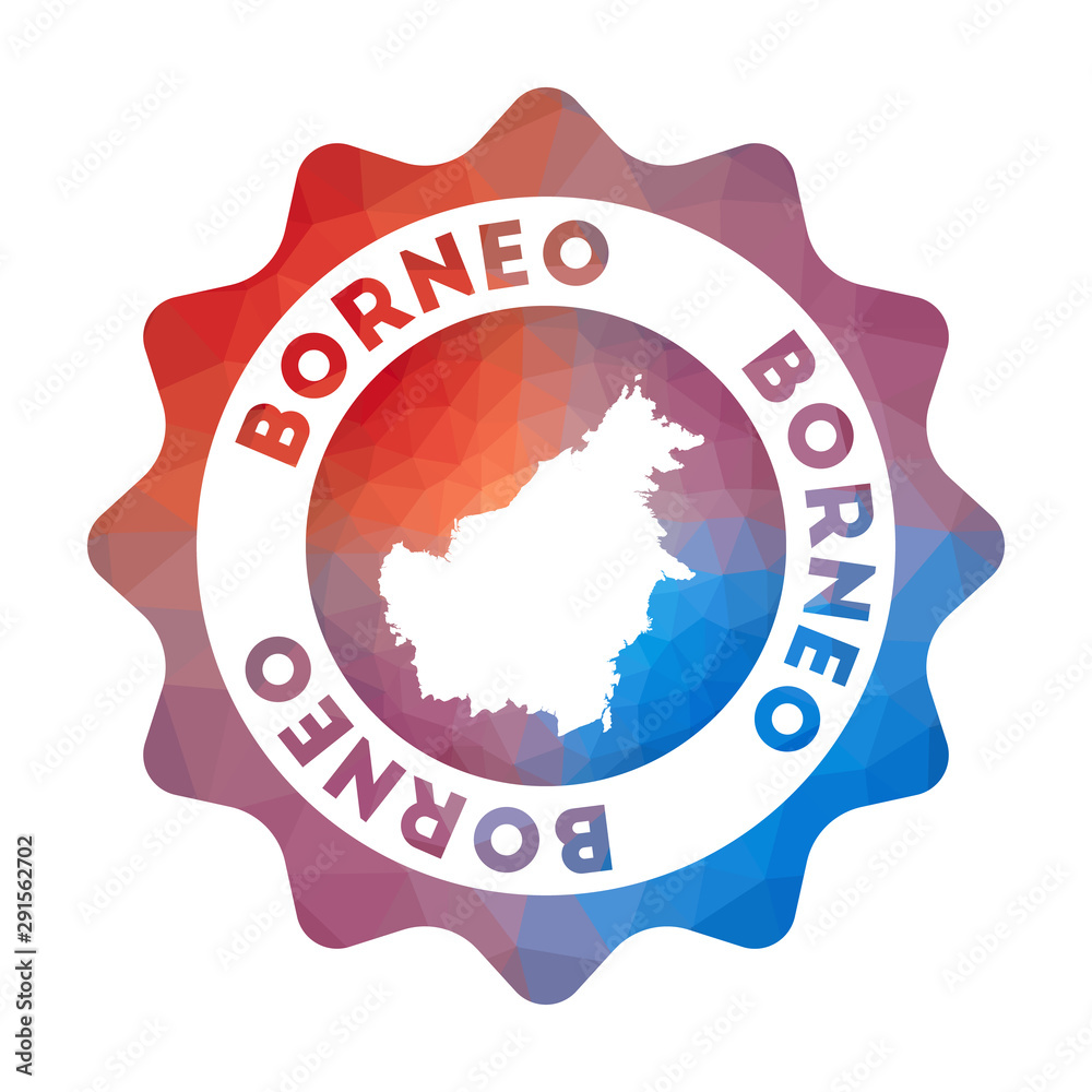 Borneo low poly logo. Colorful gradient travel logo of the island in ...