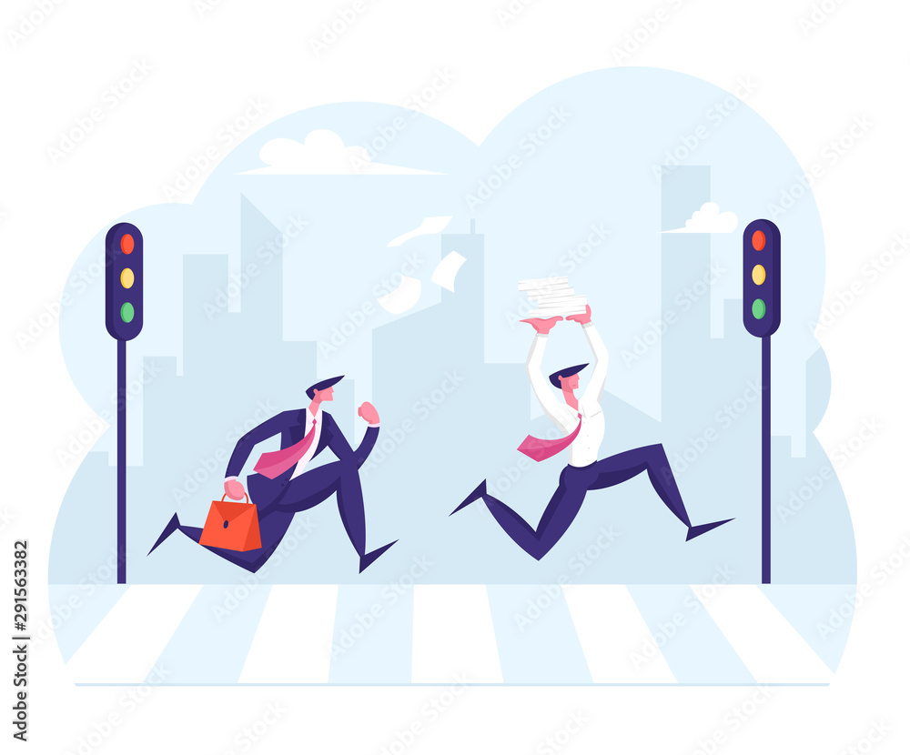 Pedestrians Passing Crosswalk. Rush Hour in City. People Rushing to ...