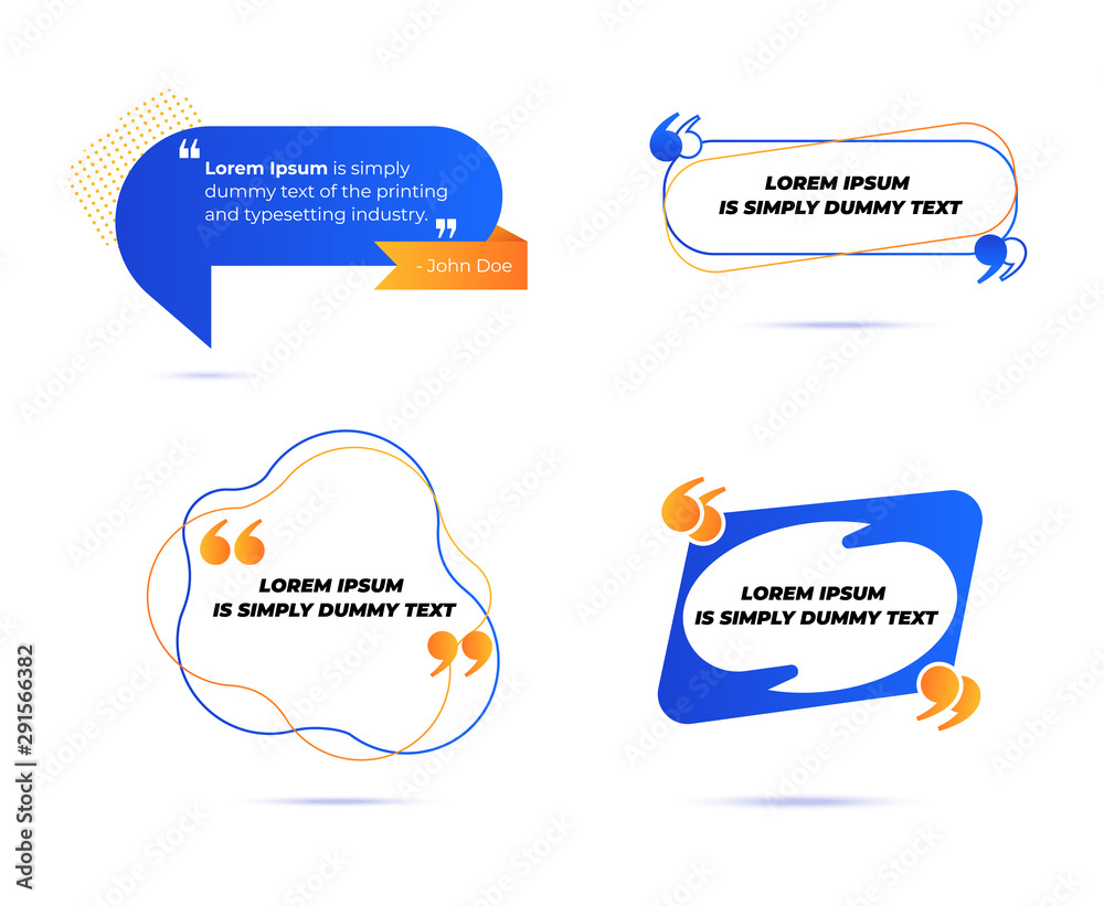 Set of Various Quotes and Speech Bubbles, Blank Layout Template, Quote ...