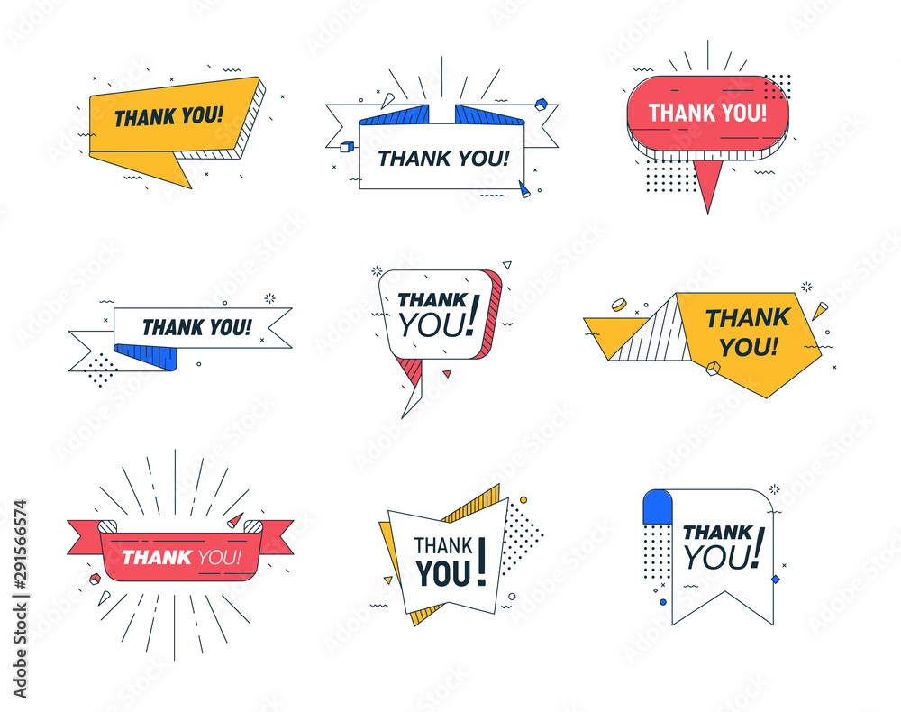 Thank You Bubbles Collection. Posters Tags Stickers in Geometric ...