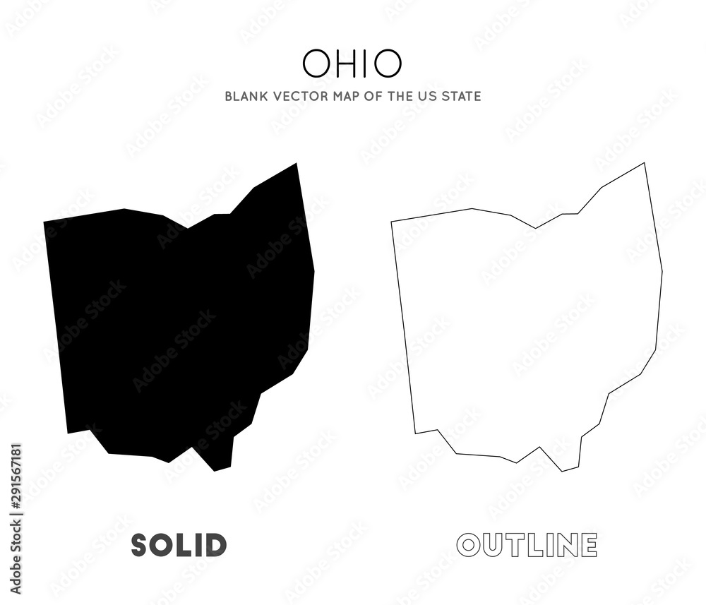 Ohio map. Blank vector map of the Us State. Borders of Ohio for your ...