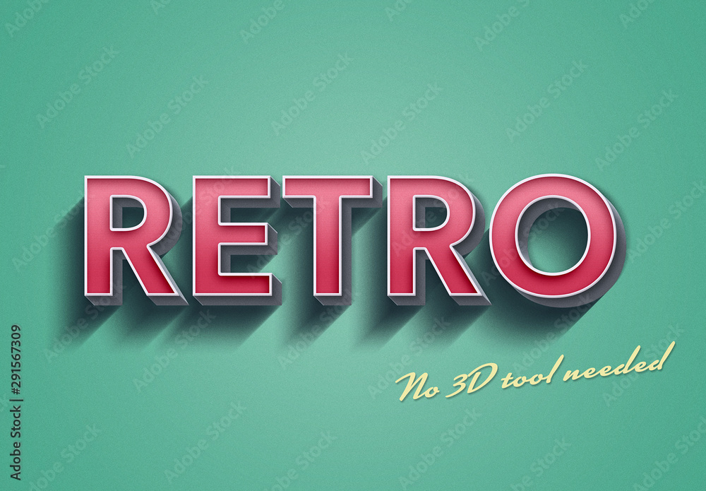 3D Retro Style Text Effect Mockup Stock Template | Adobe Stock