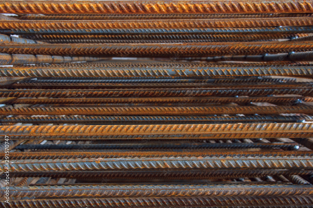 Industrial background. Rebar texture. Rusty rebar for concrete pouring ...