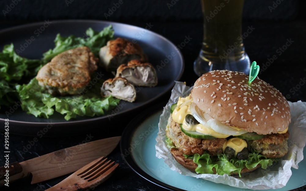 Brain Burger. Fried brains beef, calf or sheep are fried in deep fried ...