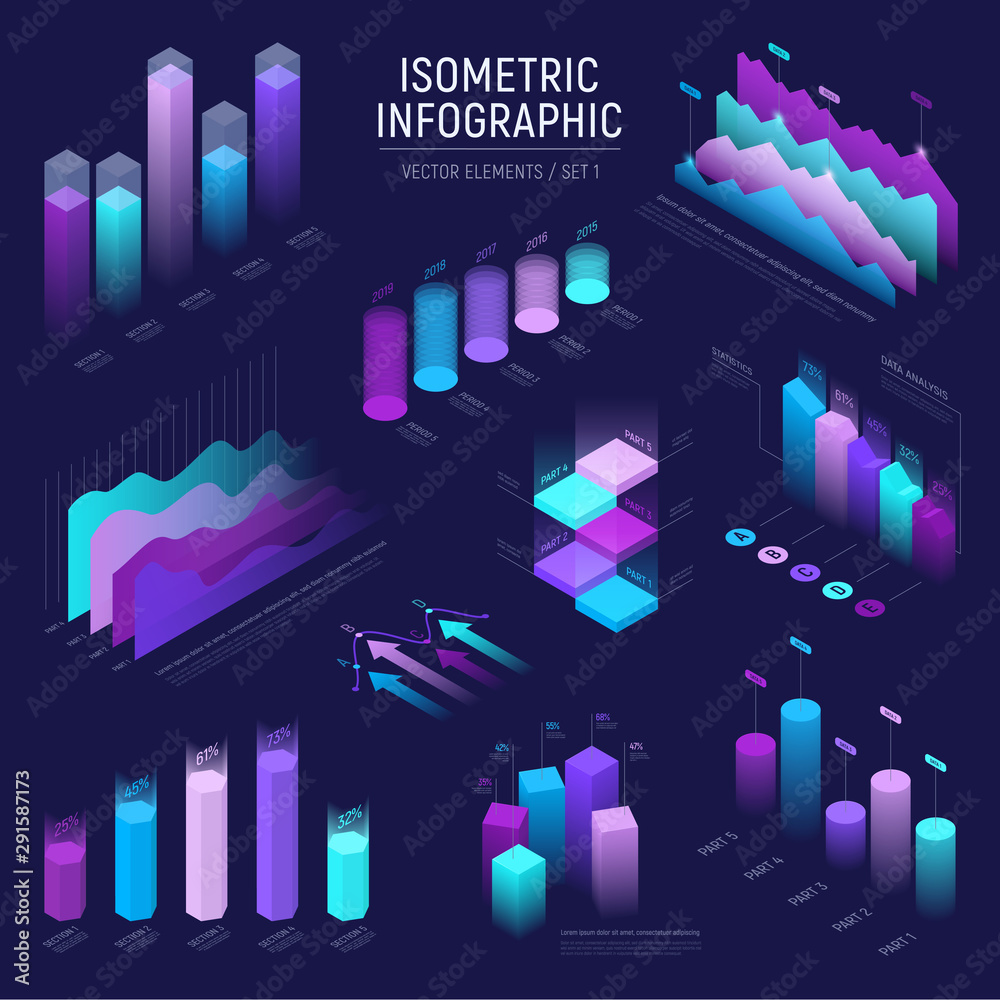 Futuristic isometric infographic for your business presentation. Vector ...
