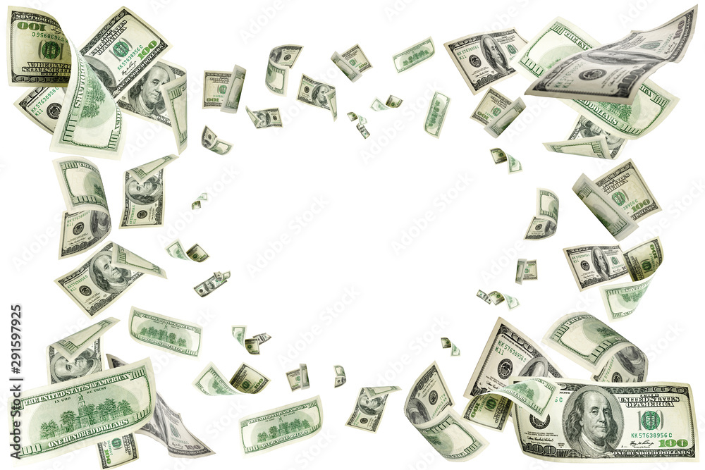 Us dollar bill. Washington american cash. Falling usd money back Stock ...