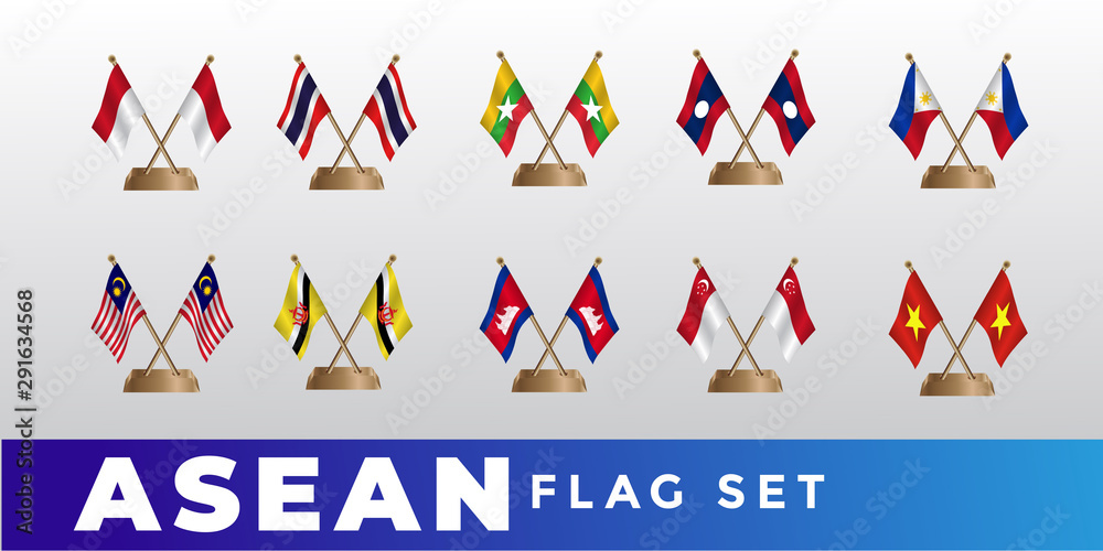 asean flag design template set Stock Vector | Adobe Stock