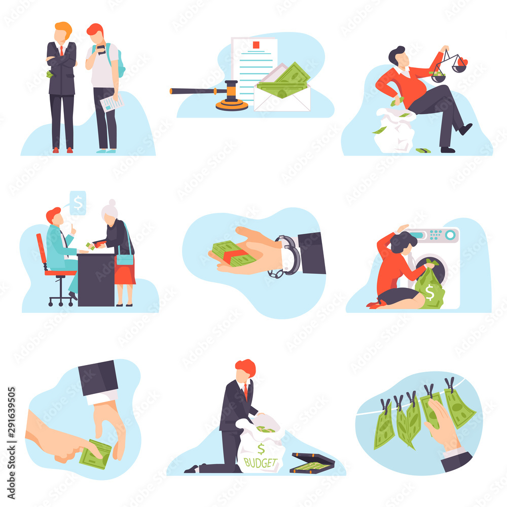People engaging in corruption acts vector illustration isolated on ...