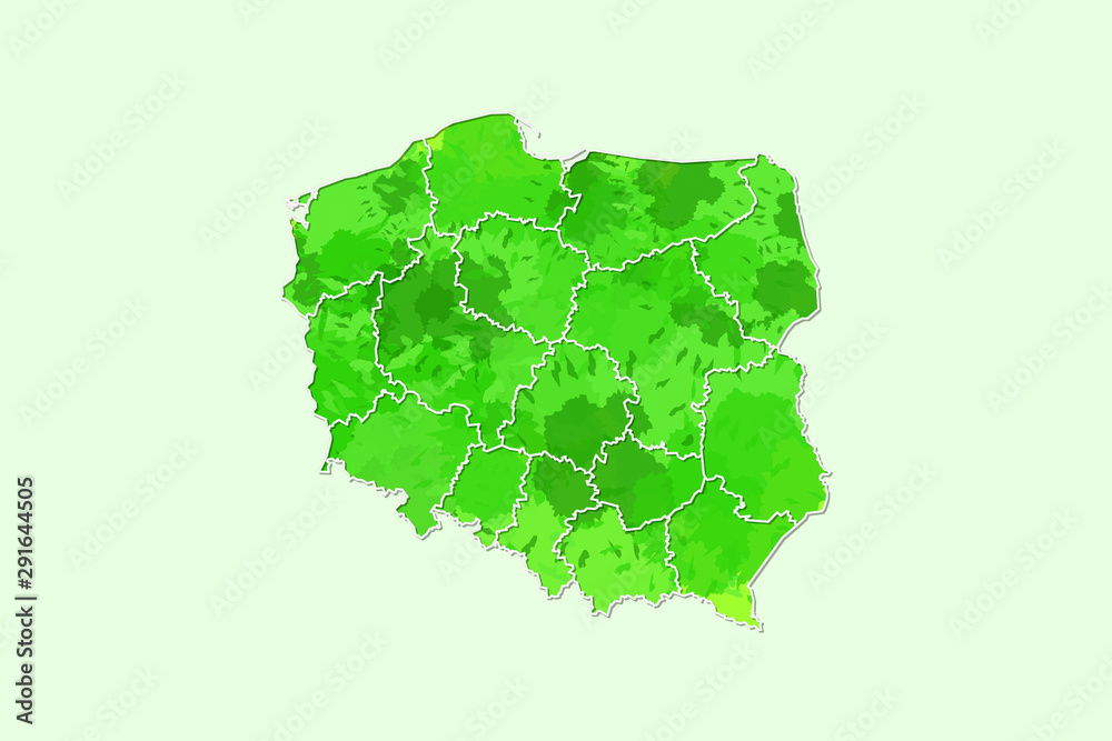 Poland watercolor map vector illustration of green color with border ...