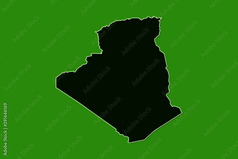 Algeria vector map with single border using dark green color on light ...