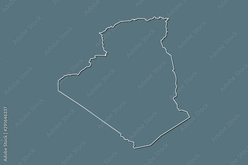 Algeria vector map with single border using white color on dark ...