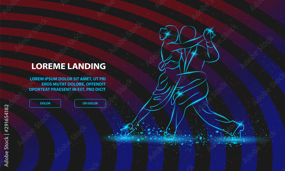 Couple dancing tango. Vector Dance Background for Landing Page Template ...