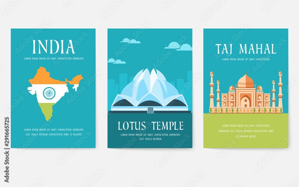 Set of India country ornament travel tour concept. Culture traditional ...