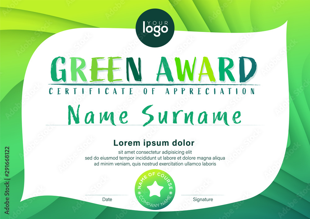 Modern environmental concept certificate of appreciation template ...