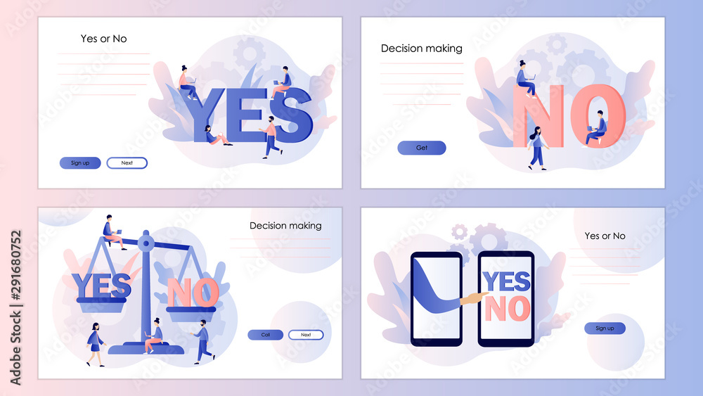 Yes or no consept. Decision making. Screen template for mobile smart ...