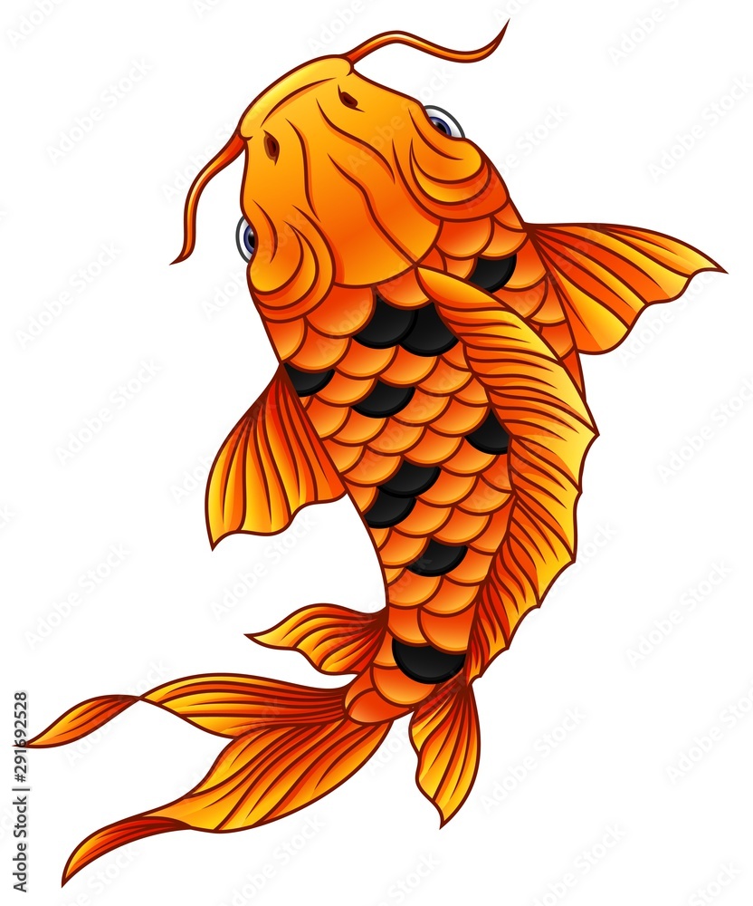 Cartoon koi fish swimming on white background Stock Vector | Adobe Stock