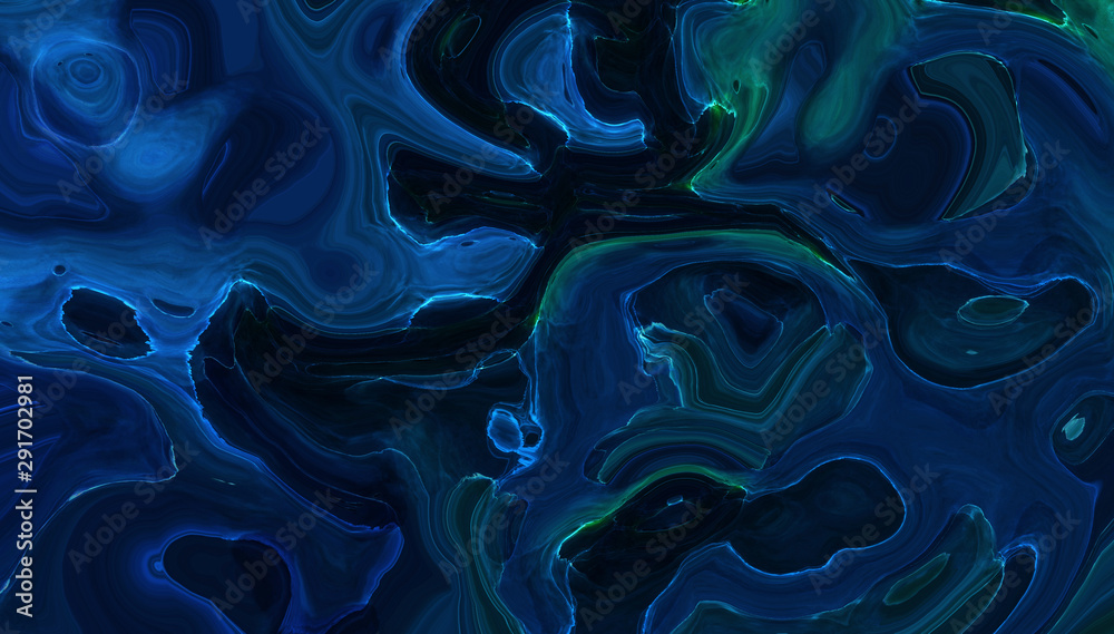 Light neon blue abstract liquid paint textured background with ...