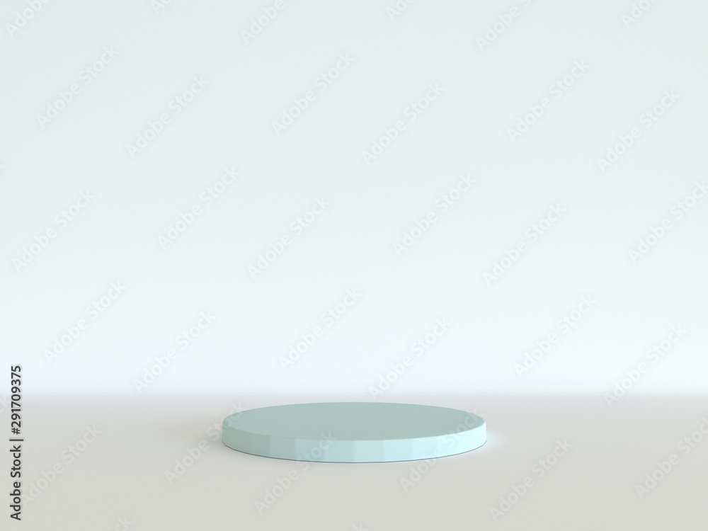 Abstract podium blue color. Round platform of mint color on a white ...