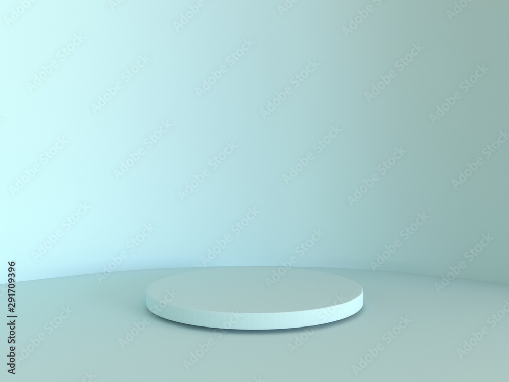 Podium blue color. Round platform of mint color on a blue background ...