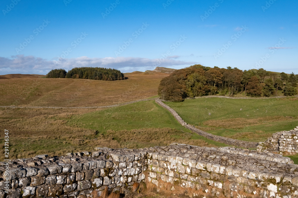 Hadrians Wall at Housesteads, Hexham, Northumberland, UK - the remails ...