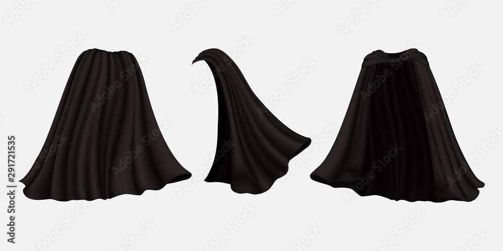 Realistic black cloak set, vector isolated illustration Stock Vector | Adobe Stock