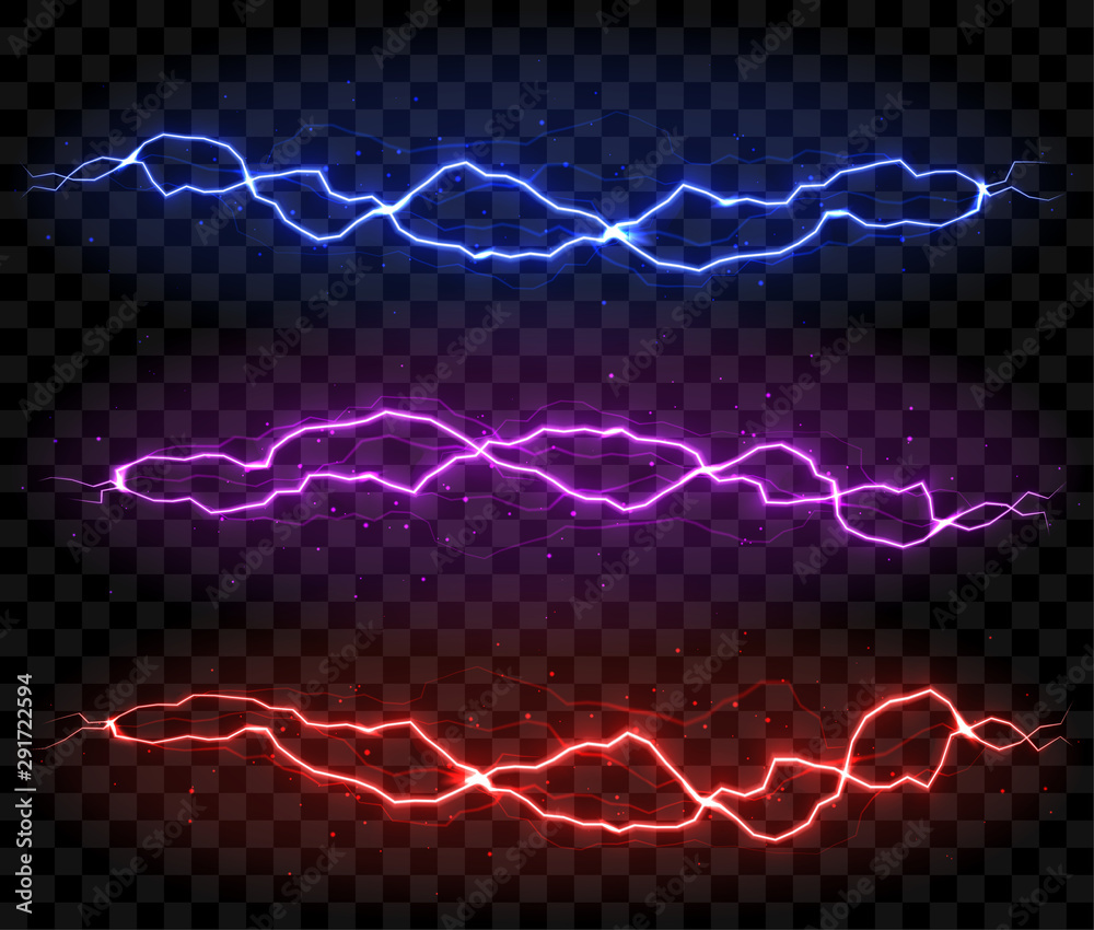 Vector realistic lightning isolated on black background Stock Vector ...