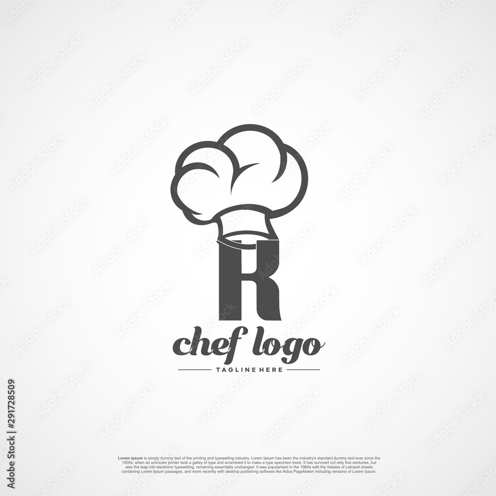 Initial Letter K Logo with hat chef for Restaurant logo Template ...
