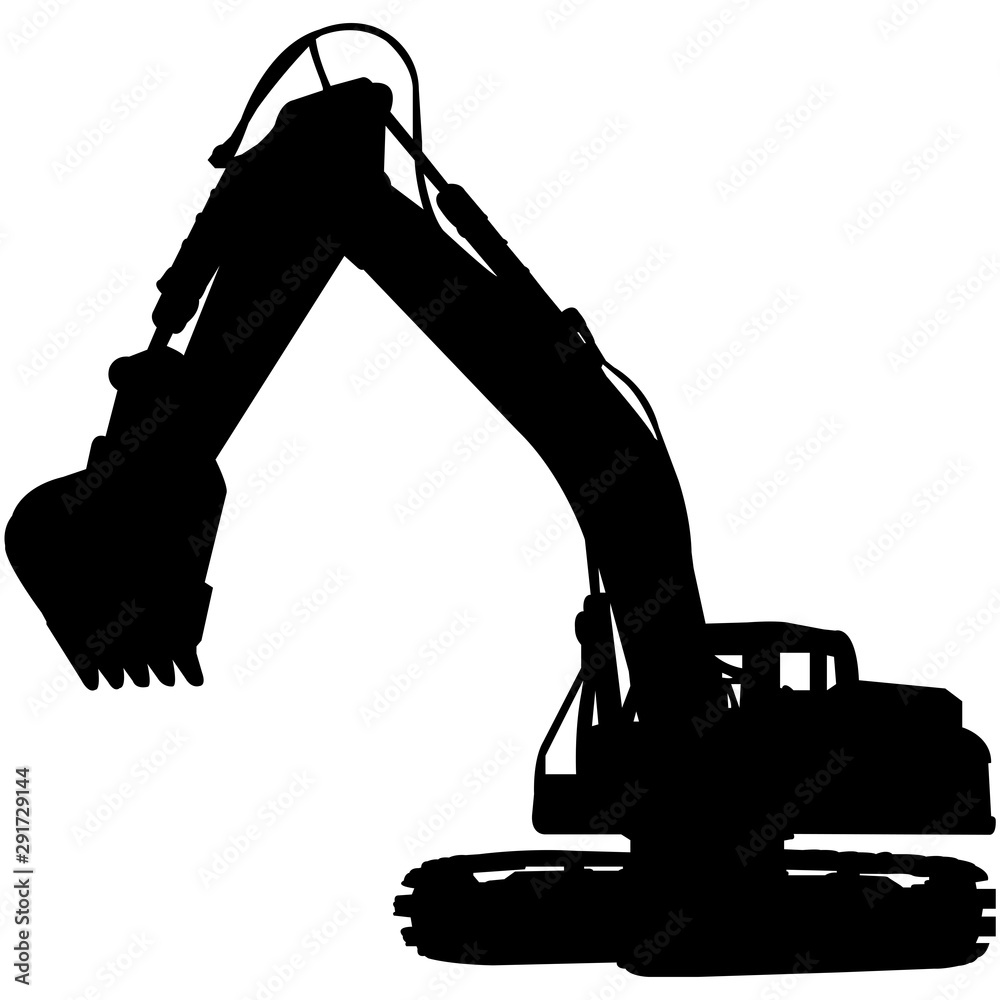 Excavator Silhouette Vector Stock Vector | Adobe Stock