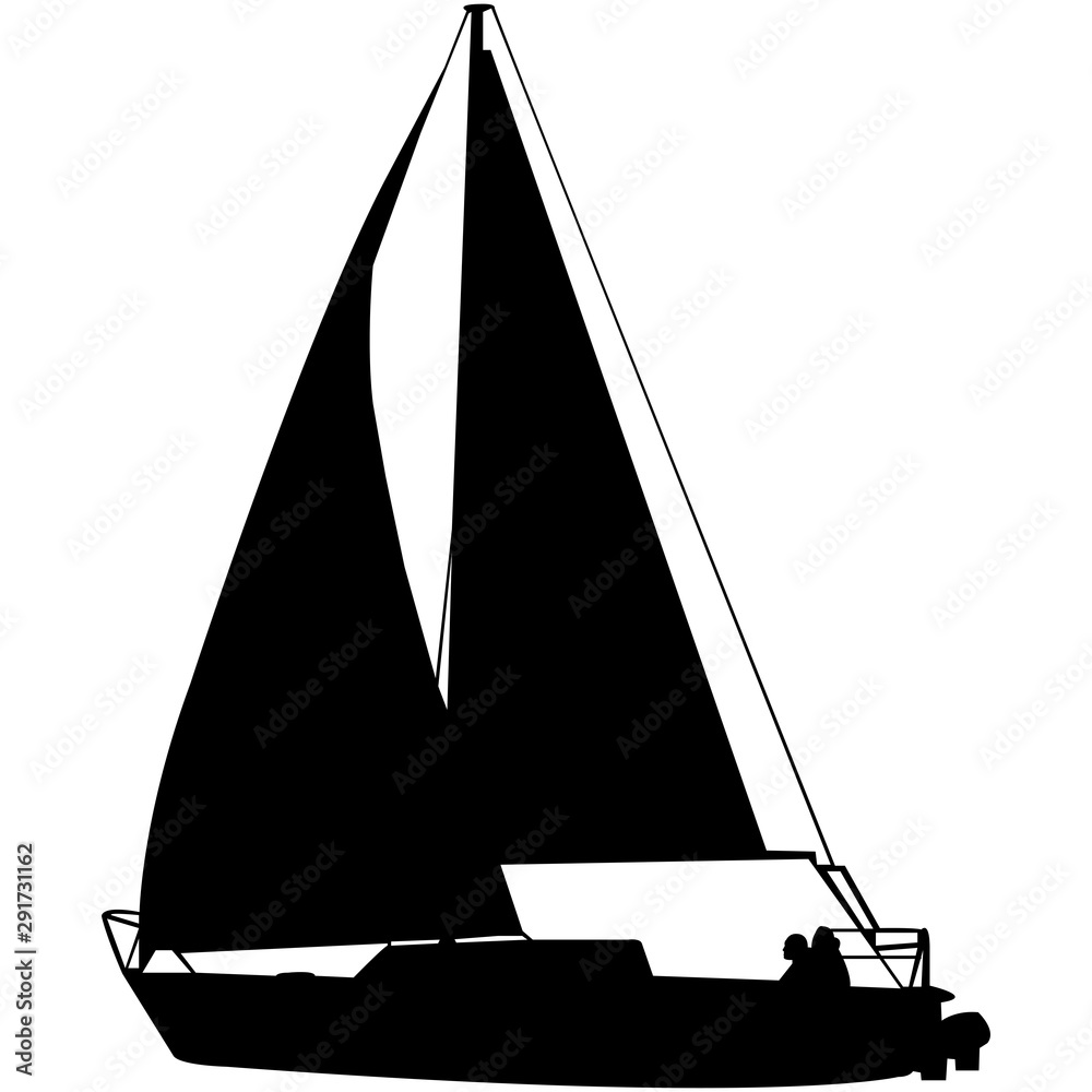 Sail Boat Silhouette Vector Stock Vector | Adobe Stock