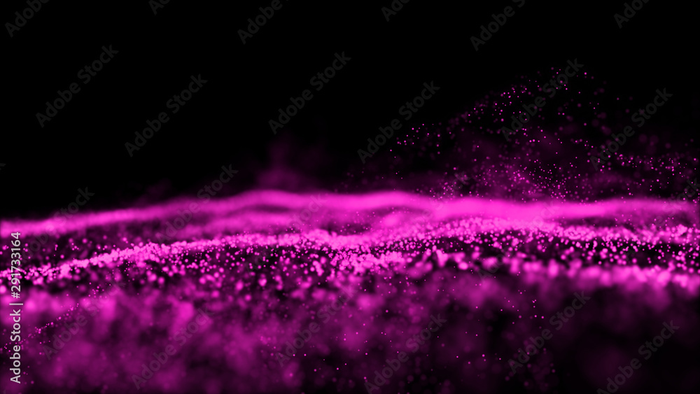 dark pink background.Light Illuminating pink Glitter Particles abstract ...